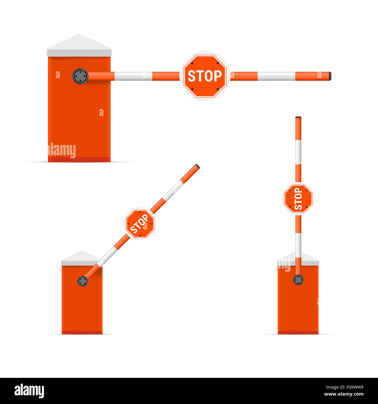 Offene und geschlossene Wagen Barriere Set isoliert auf weißem ...