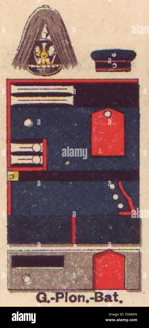 . English: Schematische Farbdarstellung der Uniformen des Garde-Pionier ...