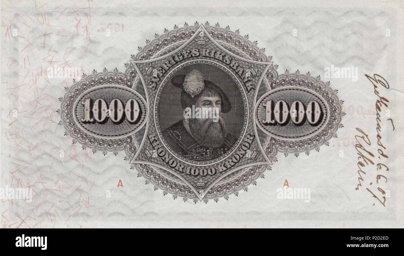 1 1000 svéd Korona 1907 (hátoldal Stockfotografie - Alamy