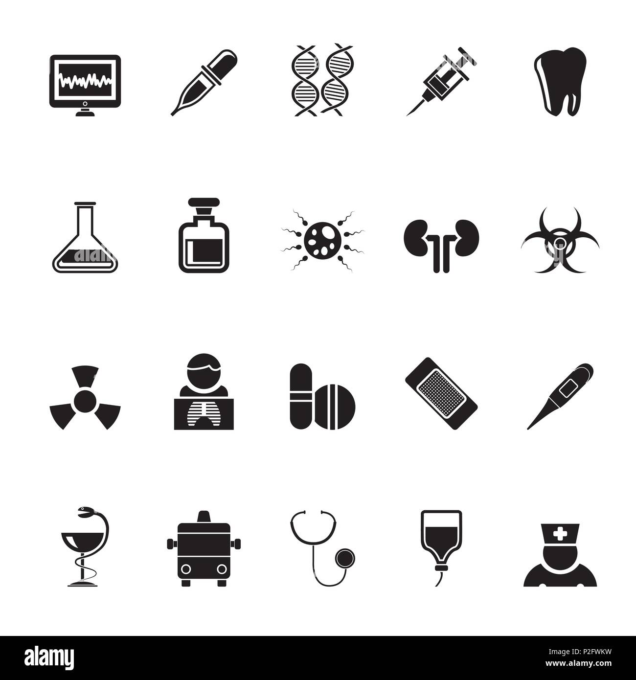 Silhouette Healthcare, Medizin und Krankenhaus Symbole - Vektor Icon ...