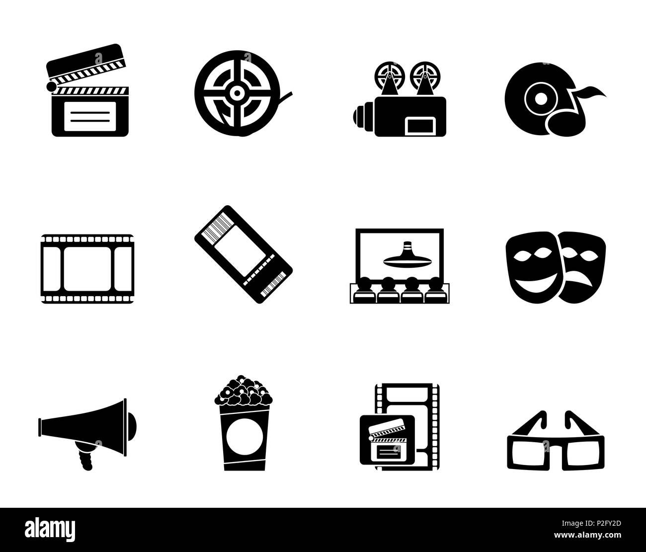 Silhouette Film Theater und Kino Symbole - Vektor Icon Set Stock ...