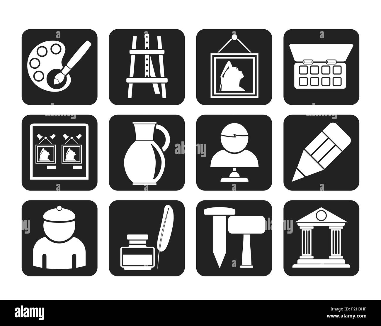 Silhouette Kunst Objekte Symbole - Vektor Icon Set Stock-Vektorgrafik ...