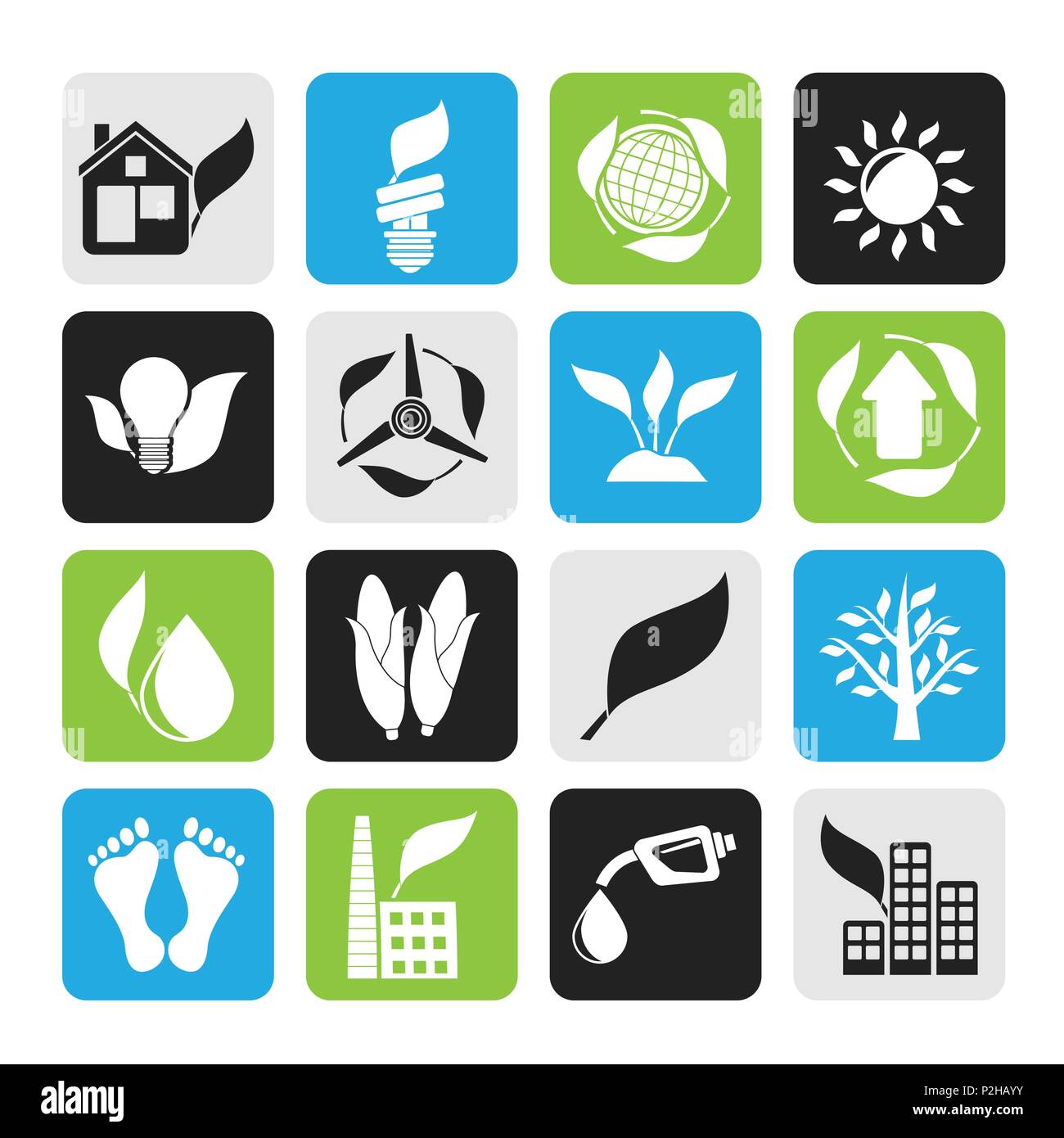 Umwelt und Natur Silhouette Symbole - Vektor Icon Set Stock ...