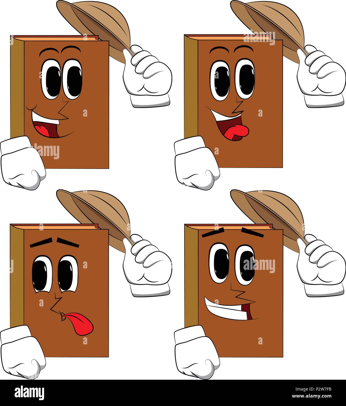 Bücher tipping seinen Hut. Comic Book Collection mit glücklichen ...