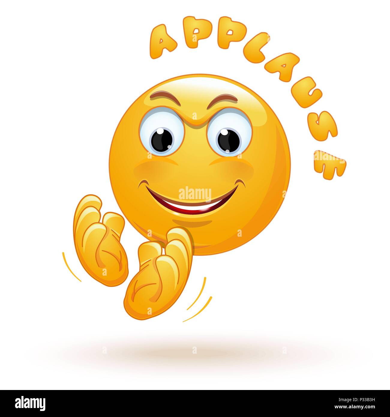 Freudige Emoticon Applaudiert Fröhliche Emoji Klatscht In Die Hände