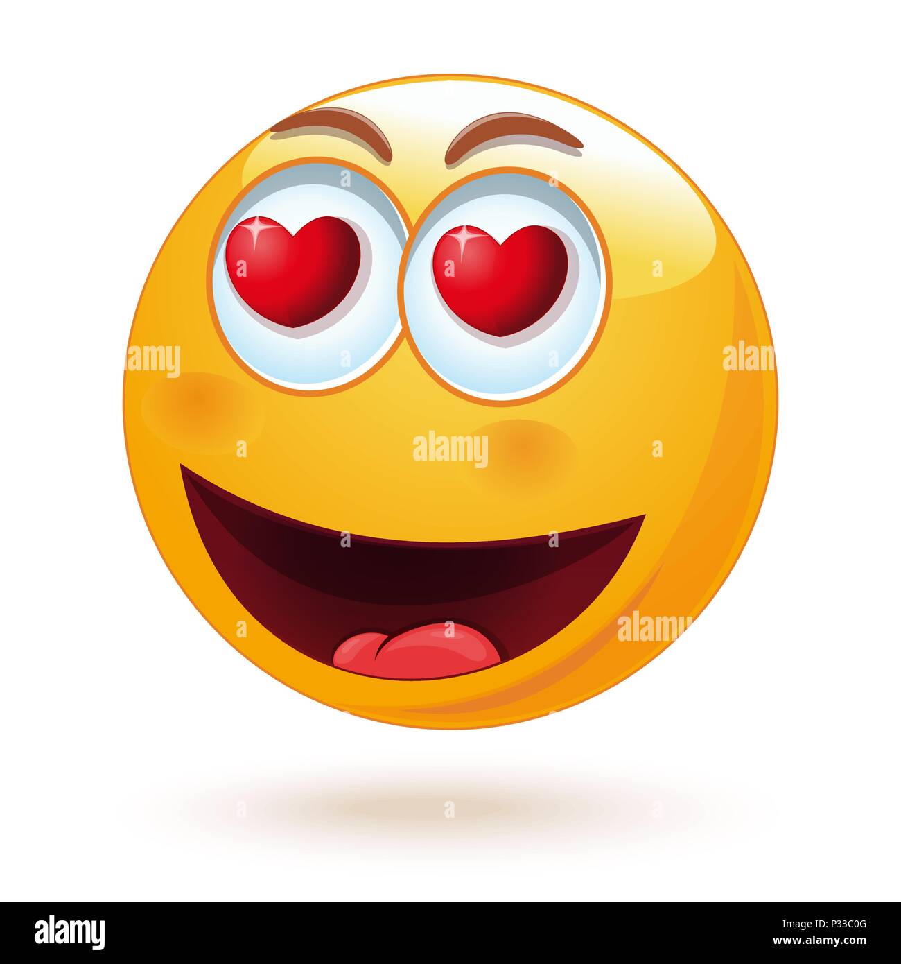 Glücklich liebende Smiley mit Herzen in die Augen. Süße Gefühl in der ...