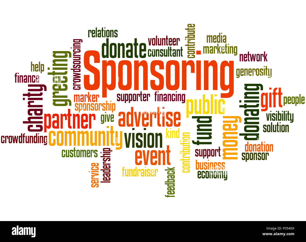 Sponsoring, Word cloud Konzept auf weißem Hintergrund Stockfotografie ...