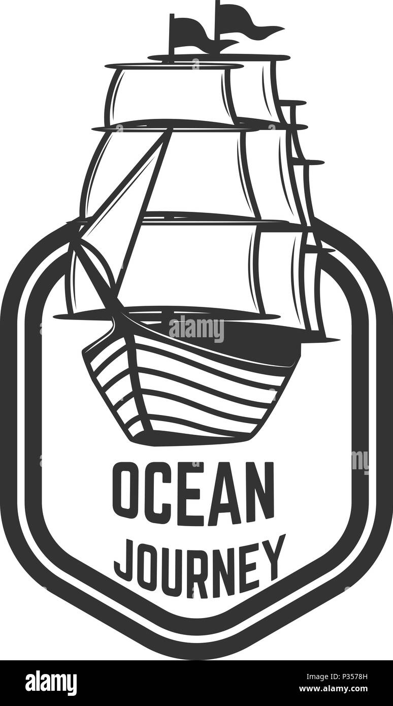 Emblem Vorlage mit Vintage Schiff. Design Element für Logos, Zeichen ...