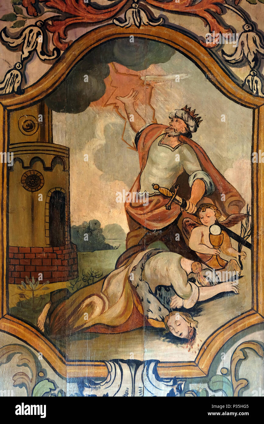 Martyrium und Tod von St. Barbara, Altarbild in der Kirche der Heiligen ...