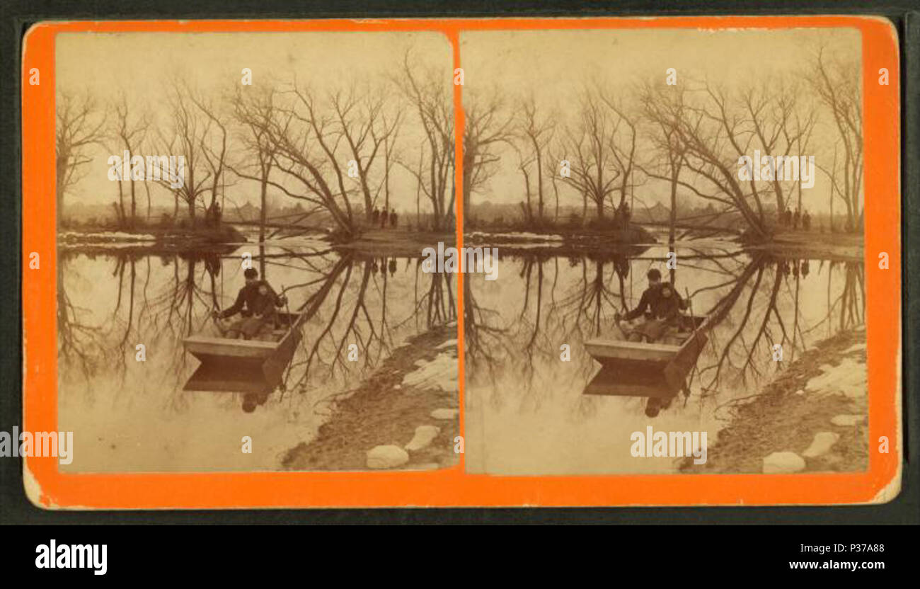 . Ein Haupt- und ein Kind in flachen Boden Boot. Abdeckung: 1869?-1880 ...