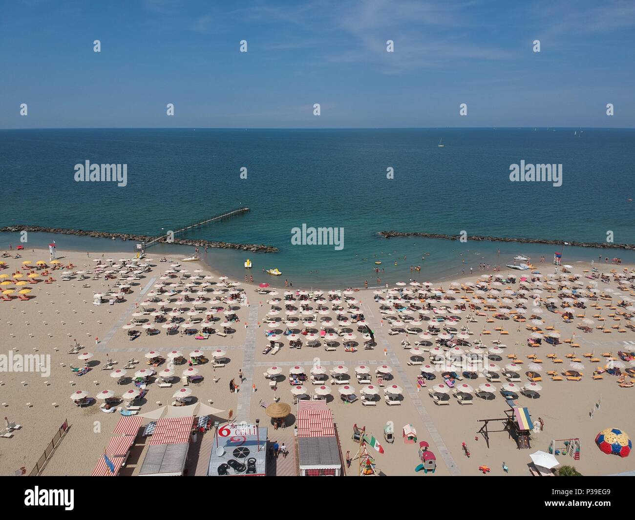 Luftaufnahme von Rimini Strand, Italien Stockfotografie - Alamy