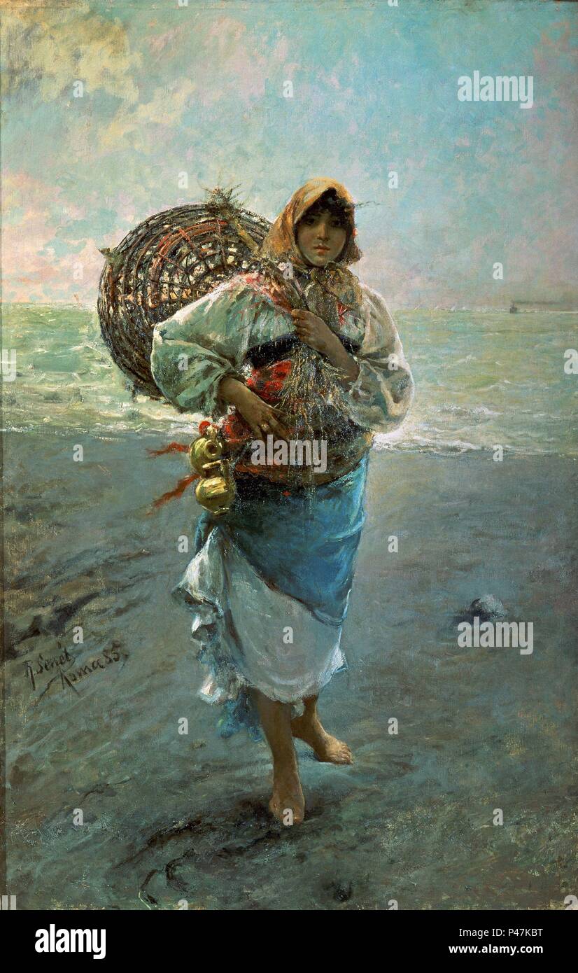 Fischerin - 1885 - 220 x 138 cm, Öl auf Leinwand. Autor: Rafael Senet ...