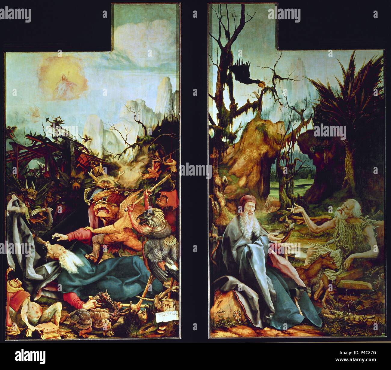 Deutsche Schule. Der Isenheimer Altar - Detail - Die Versuchung des ...