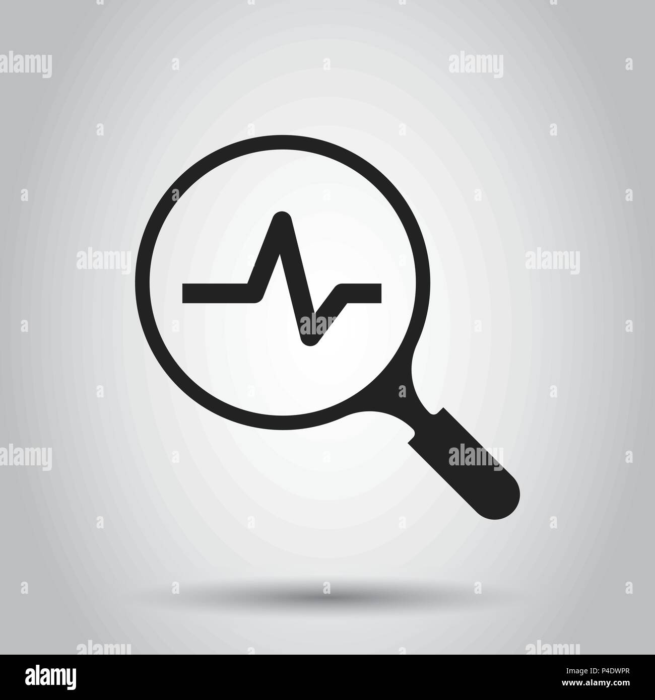 Symbol Vergrößerungsglas mit Impuls. Vector Illustration ...