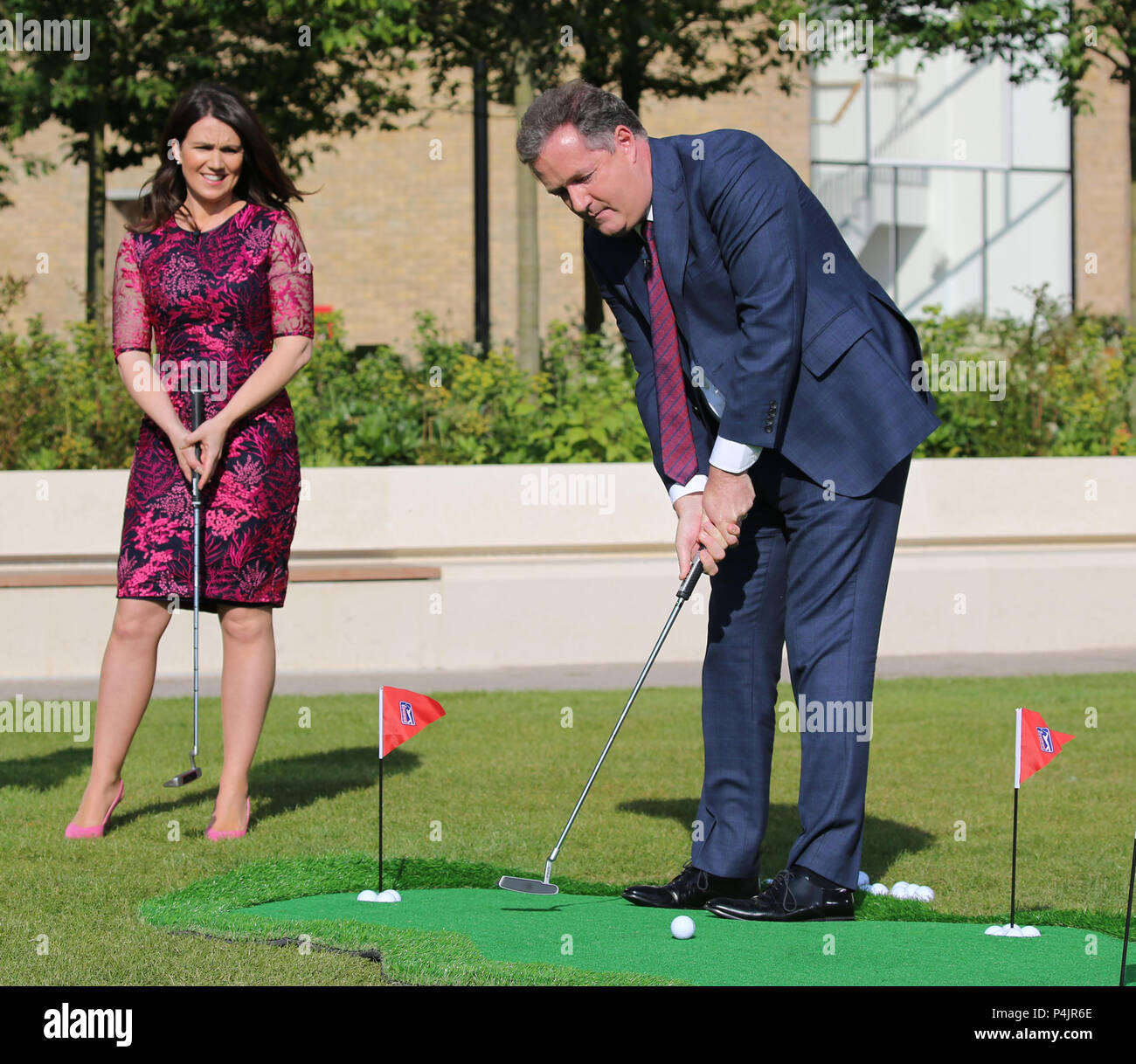 Susanna Reid und Piers Morgan Dreharbeiten außerhalb ITV Studios mit ...