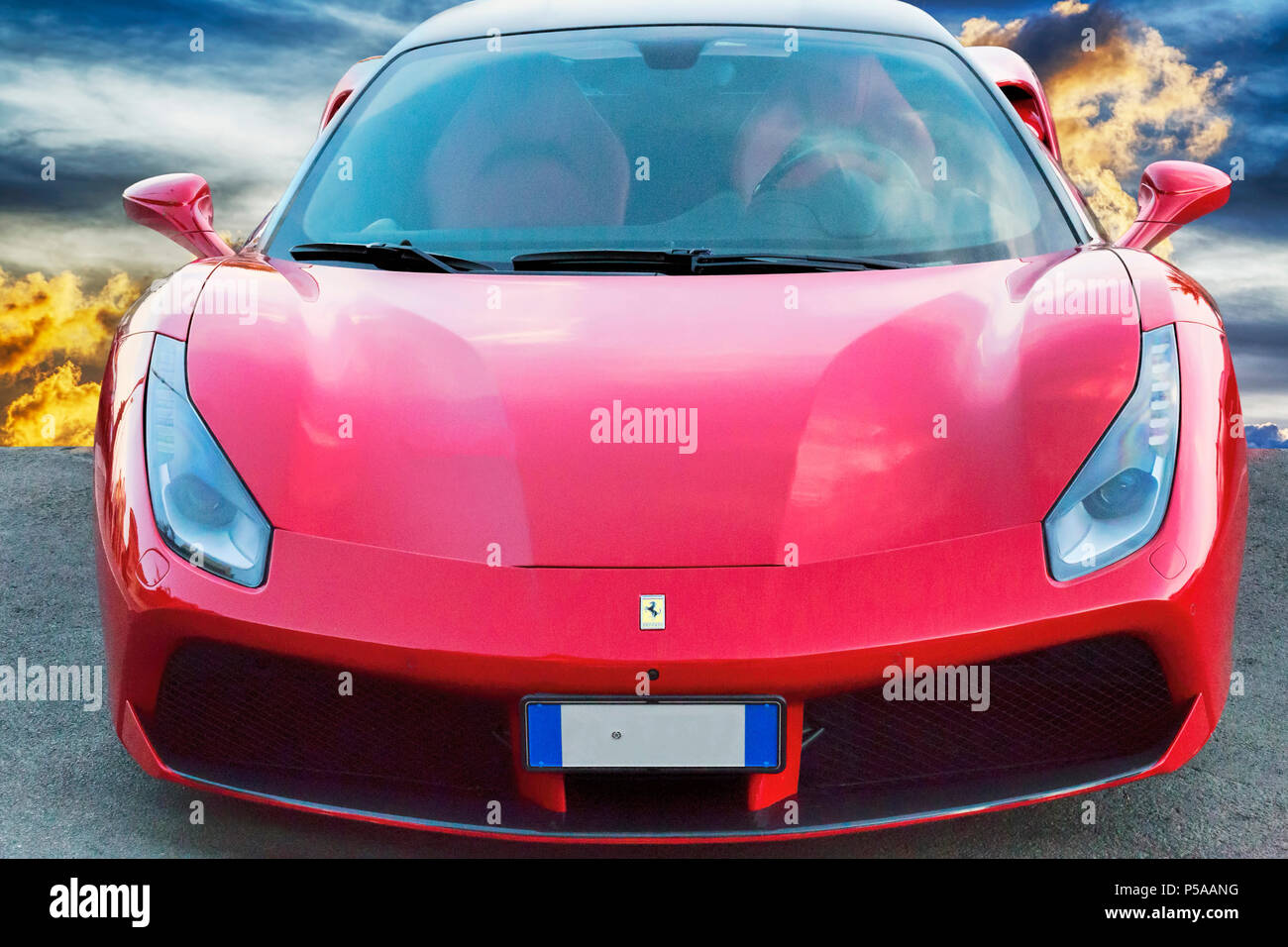 Rom, Italien, 24. Juni 2018: Luxus Modell Sportwagen Ferrari 488 GTB ...