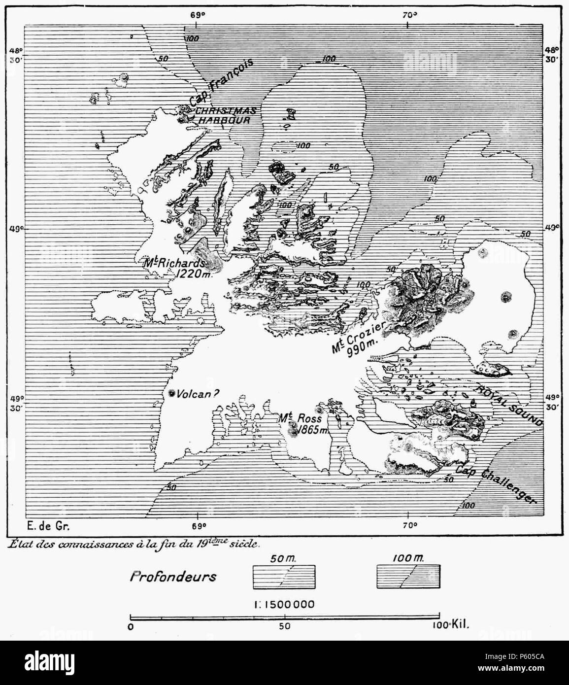 Kerguelen insel karte Schwarzweiß-Stockfotos und -bilder - Alamy