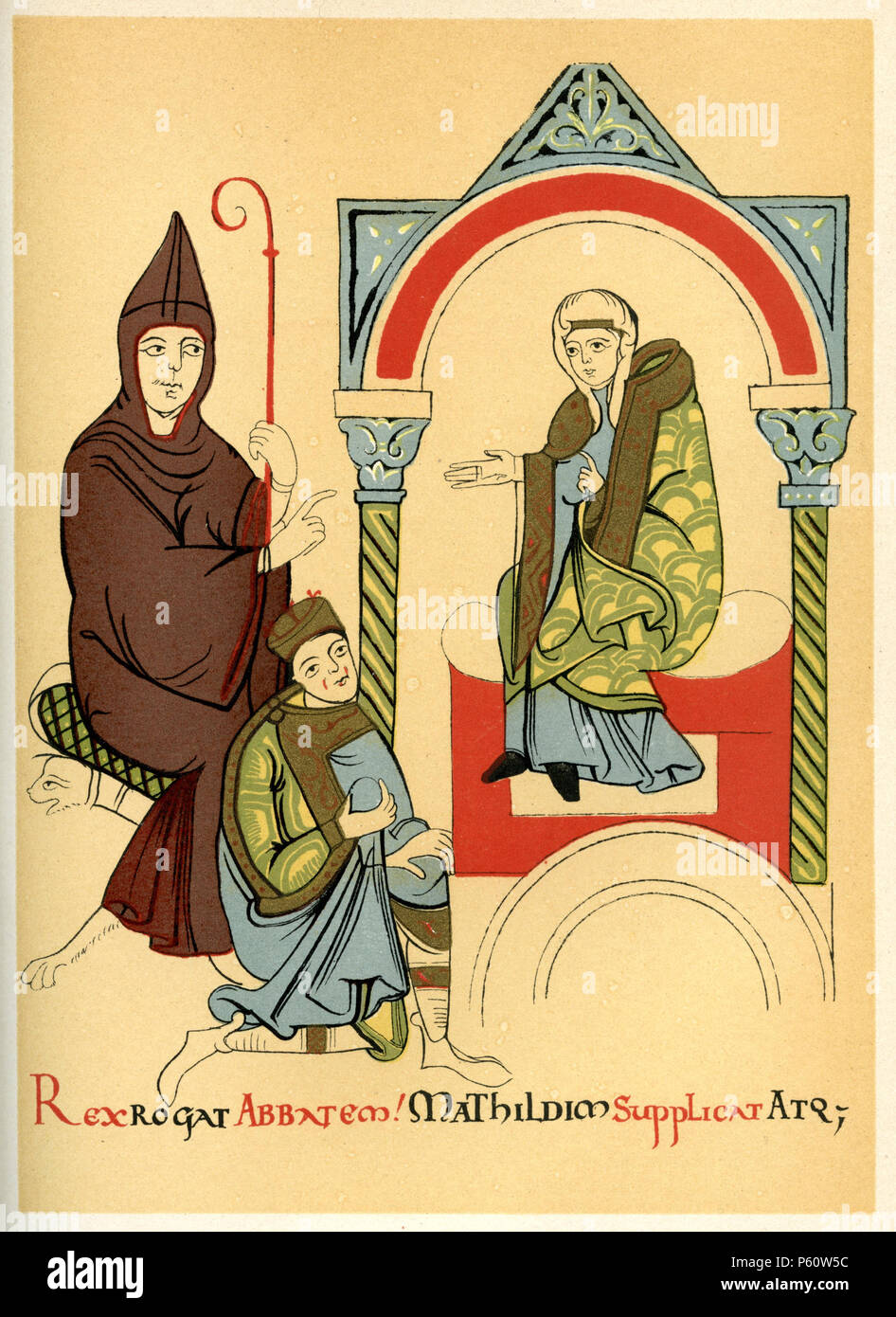 Kaiser Heinrich IV. auf Knien vor der Gräfin Mathilde von Canossa ...