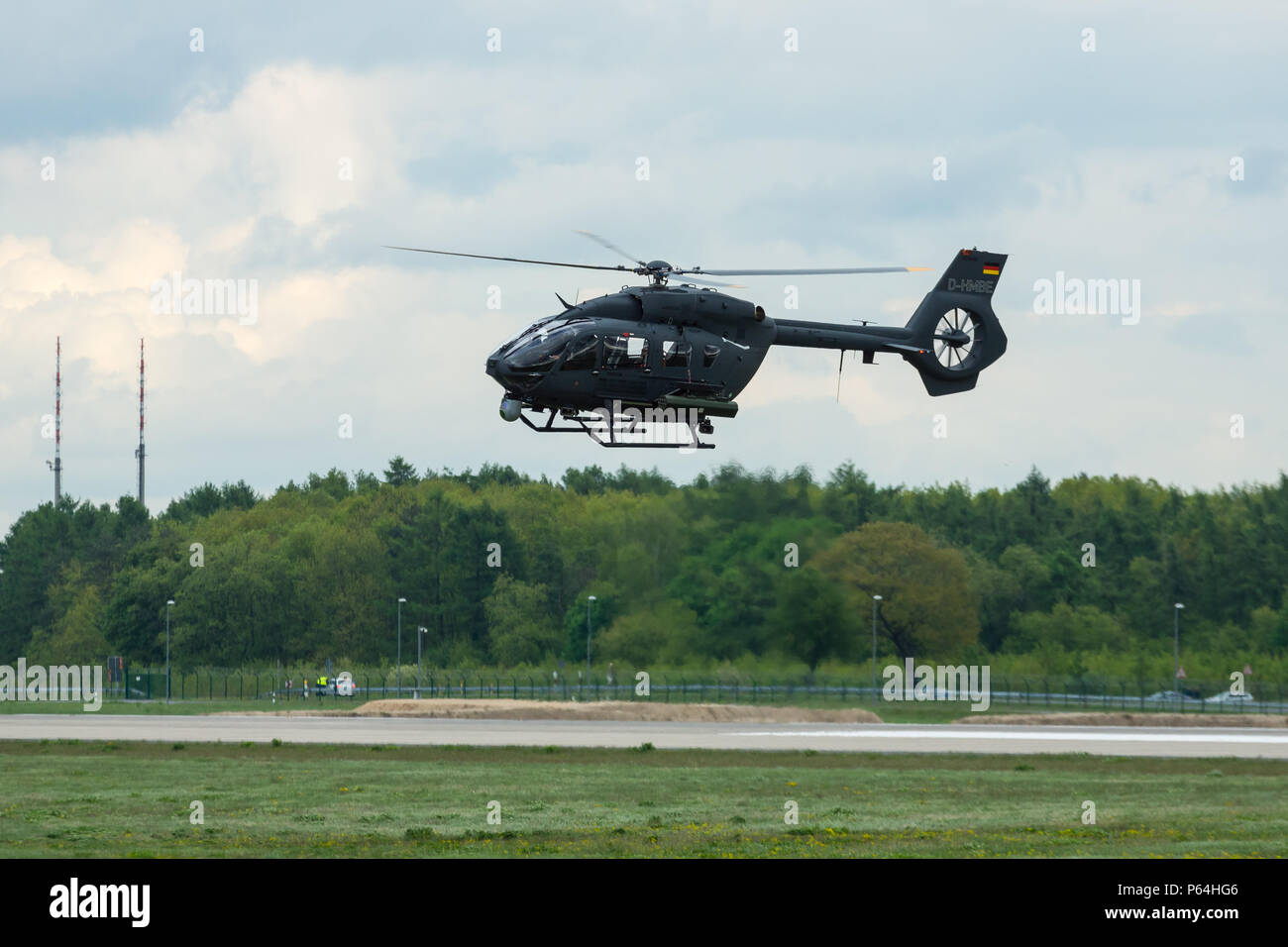 BERLIN, DEUTSCHLAND - 26 April 2018: Der Utility Helicopter Airbus Hubschrauber H 145 M ...