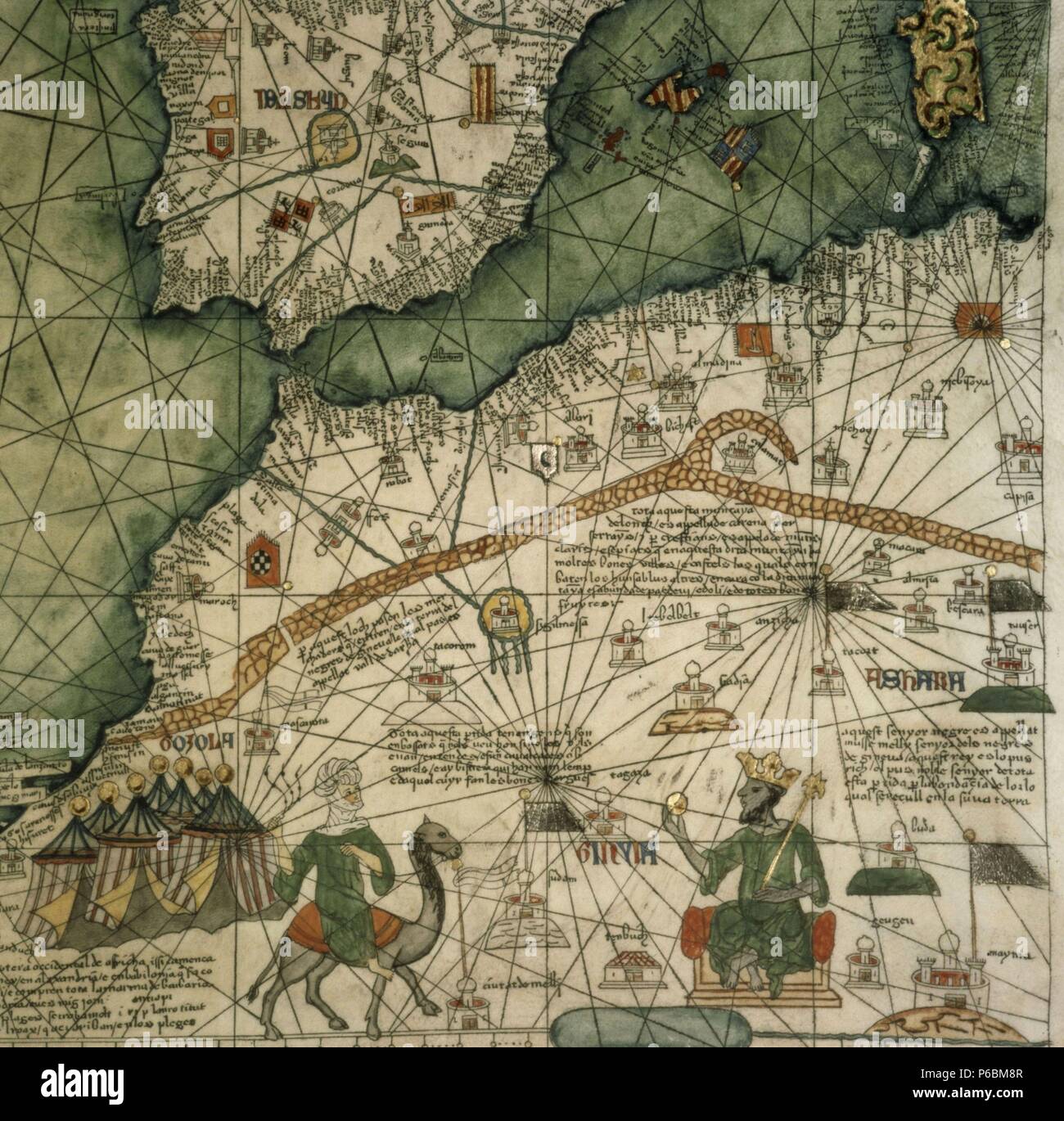 Detail der Katalanischen Atlas von Abraham Cresques, C. 1375. Museum ...