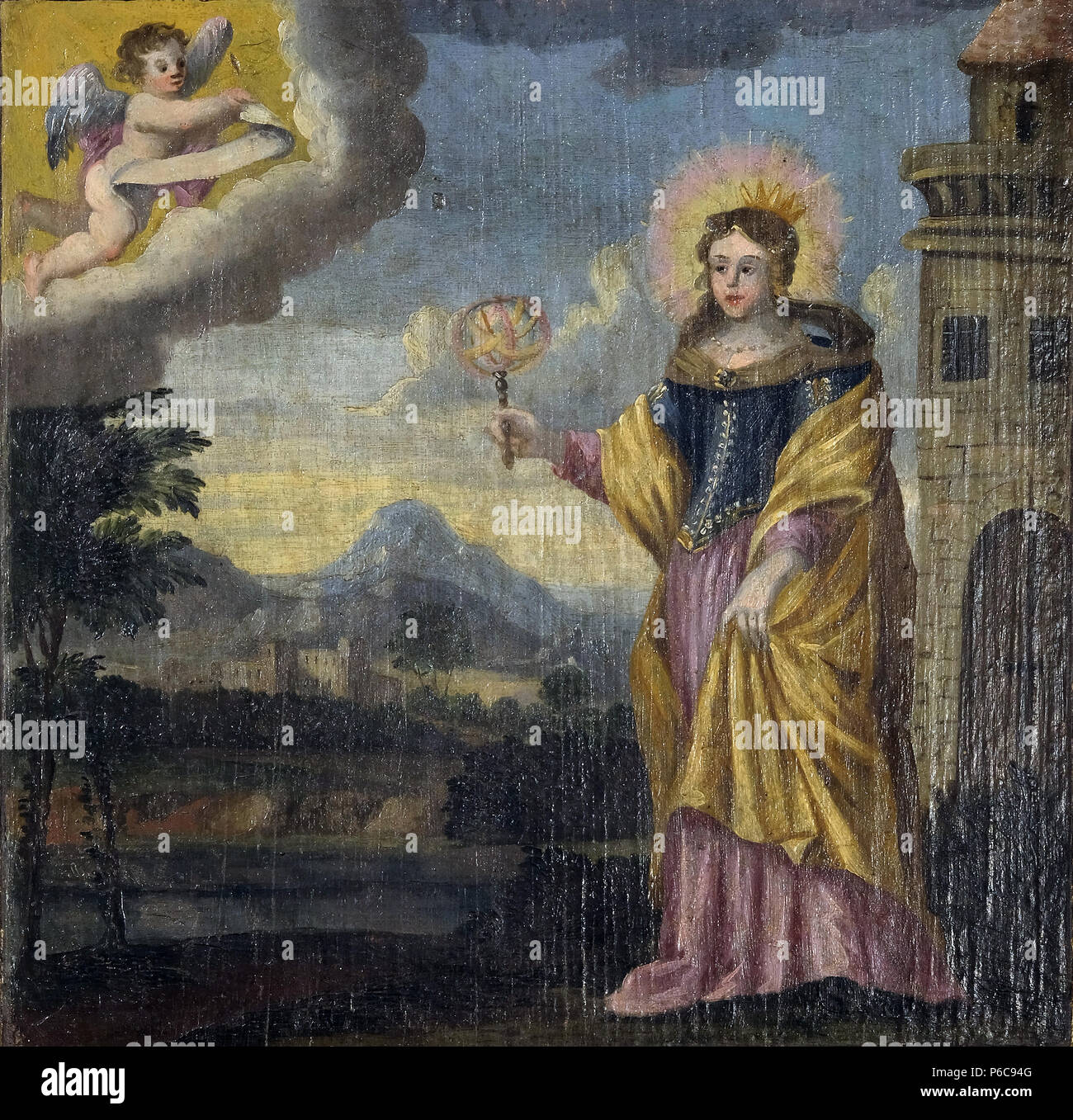 Das Martyrium des Hl. Barbara, die Flucht aus dem Elternhaus, Altarbild in der Kirche der ...