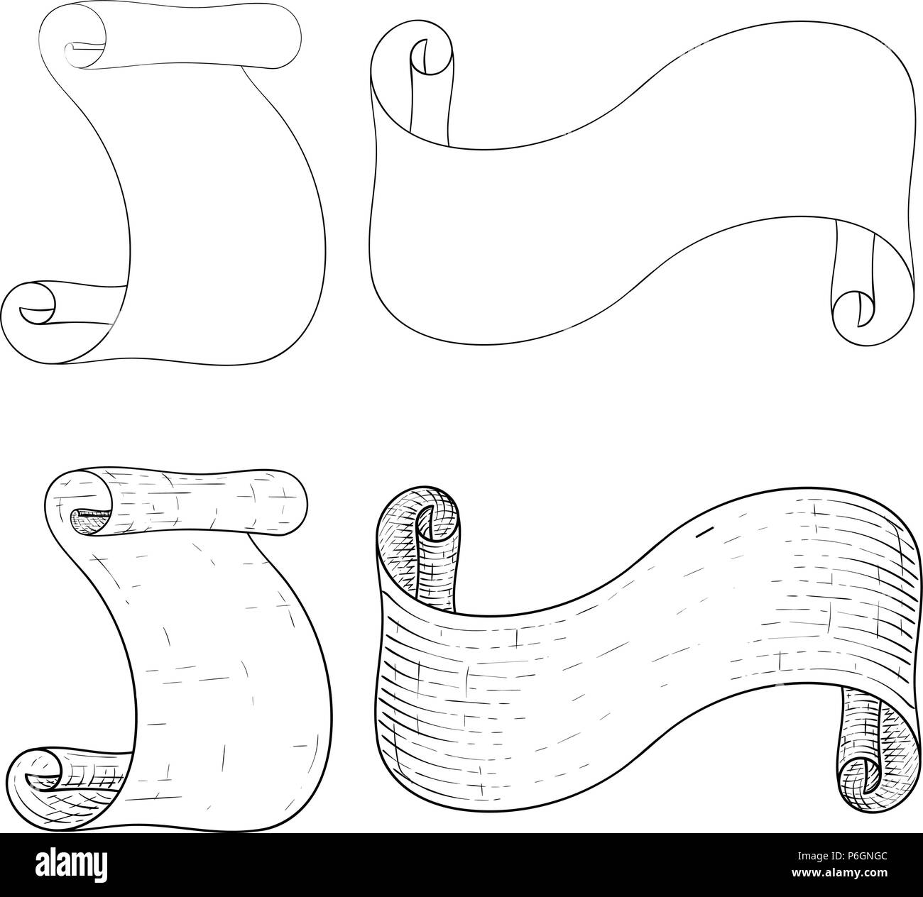 Ribbon Banner und Pergament. Hand Skizze gezeichnet Stock-Vektorgrafik ...