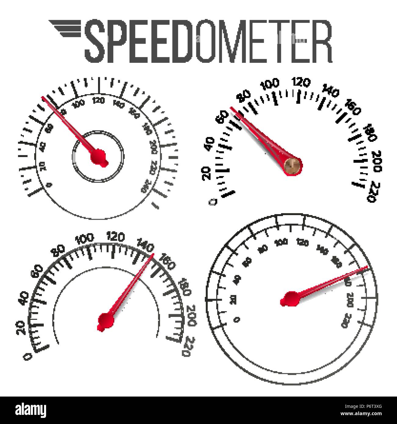 Tacho Set Vektor. Auto abstrakte Console Manometer Drehzahlmesser ...