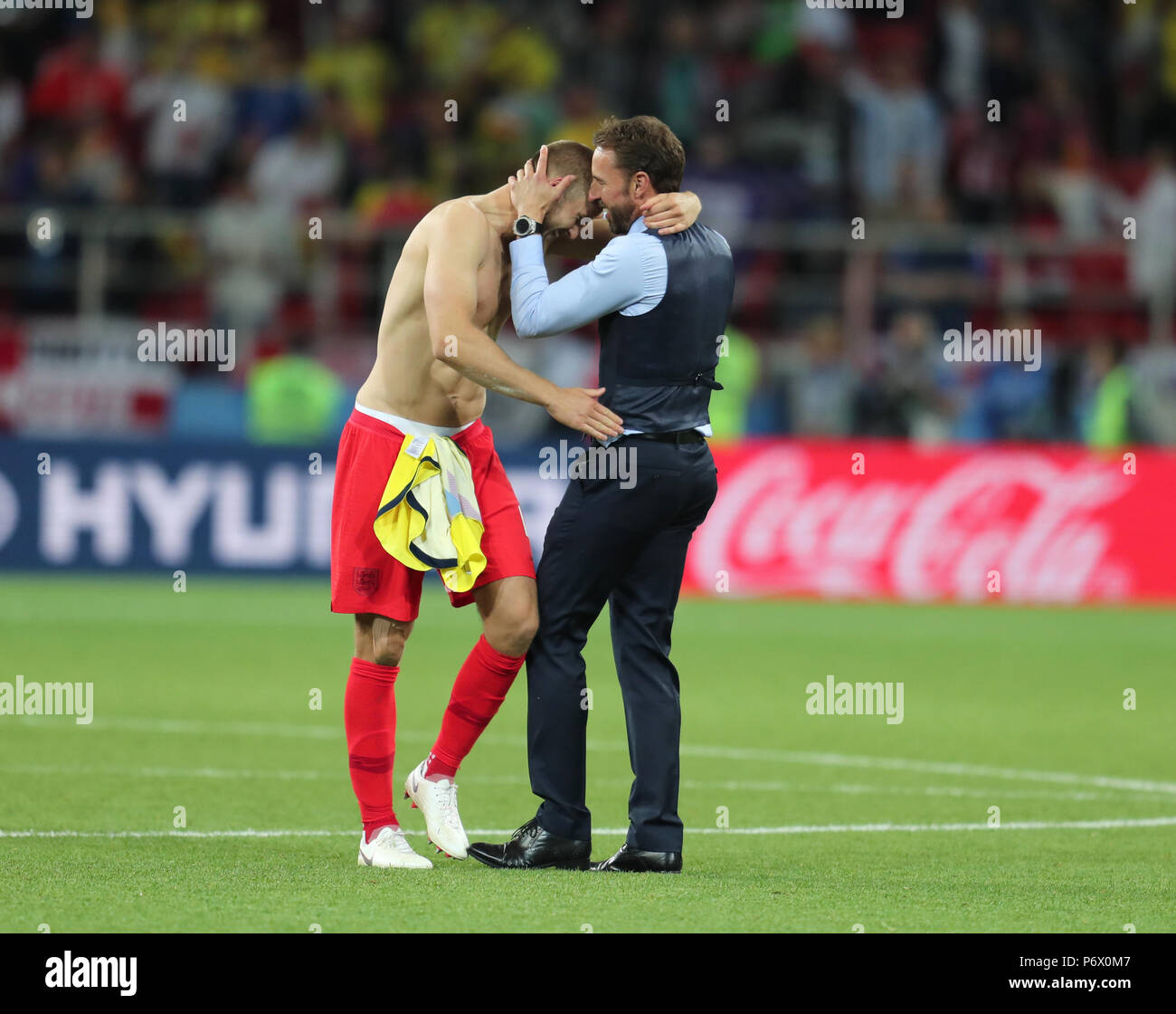 Moskau, Russland. 3. Juli 2018. Eric Dier & Gareth Southgate feiern ...