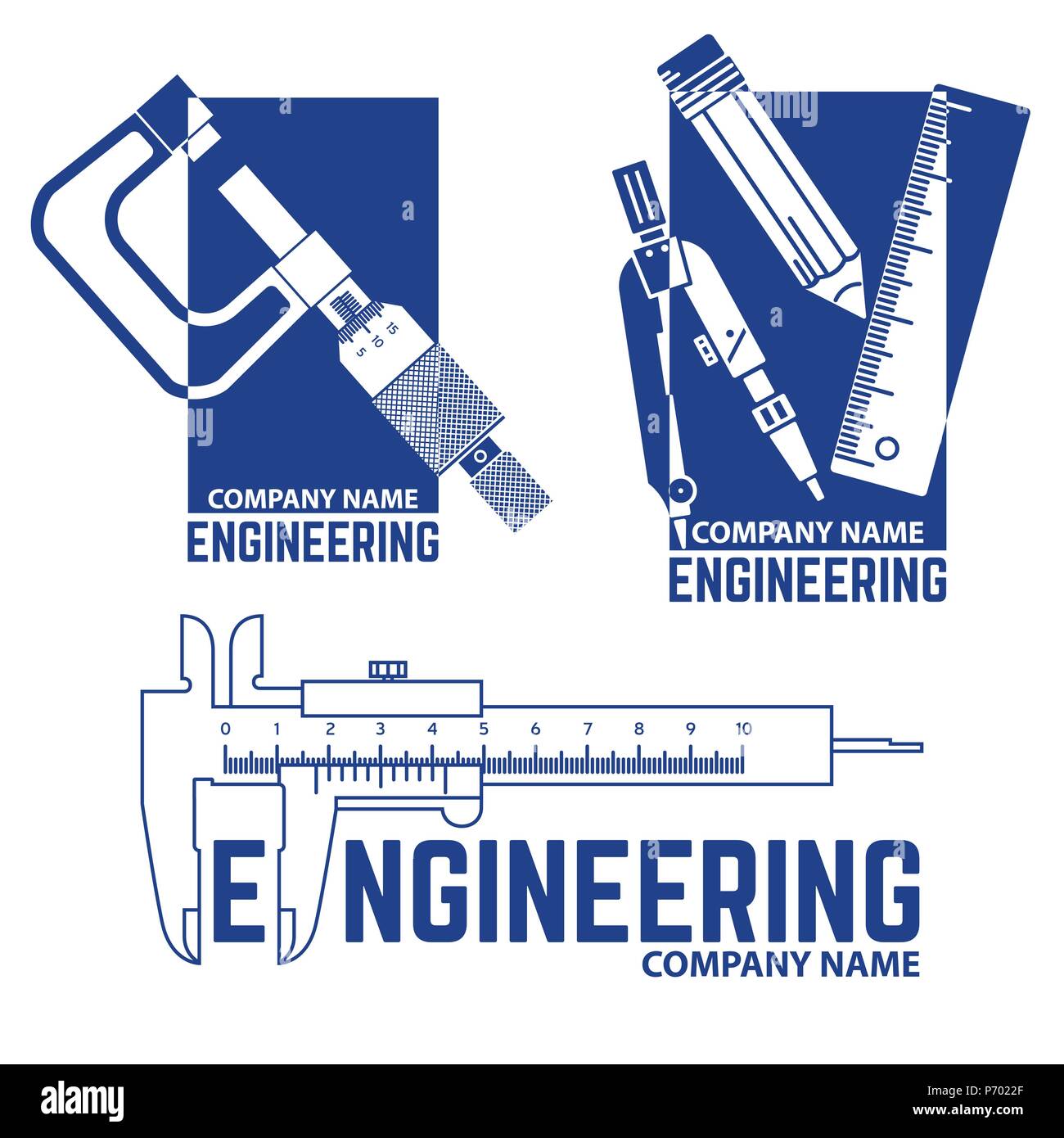 Satz von Engineering Company Logo Schablone auf den weißen Hintergrund ...