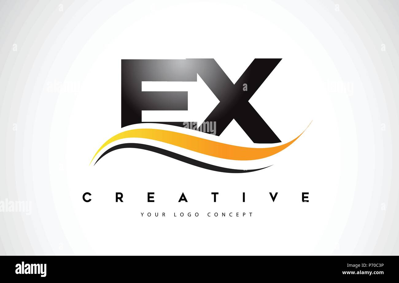 EX E X Swoosh Schreiben Logo Design mit modernen Gelb Swoosh ... EX E X Swoosh Schreiben Logo Design mit modernen Gelb Swoosh ...