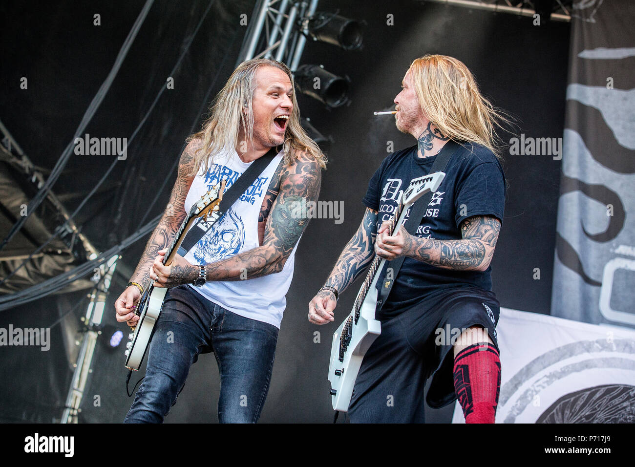 Schweden, Solvesborg - Juni 6, 2018. Die schwedische Metal-Band Cyhra ...