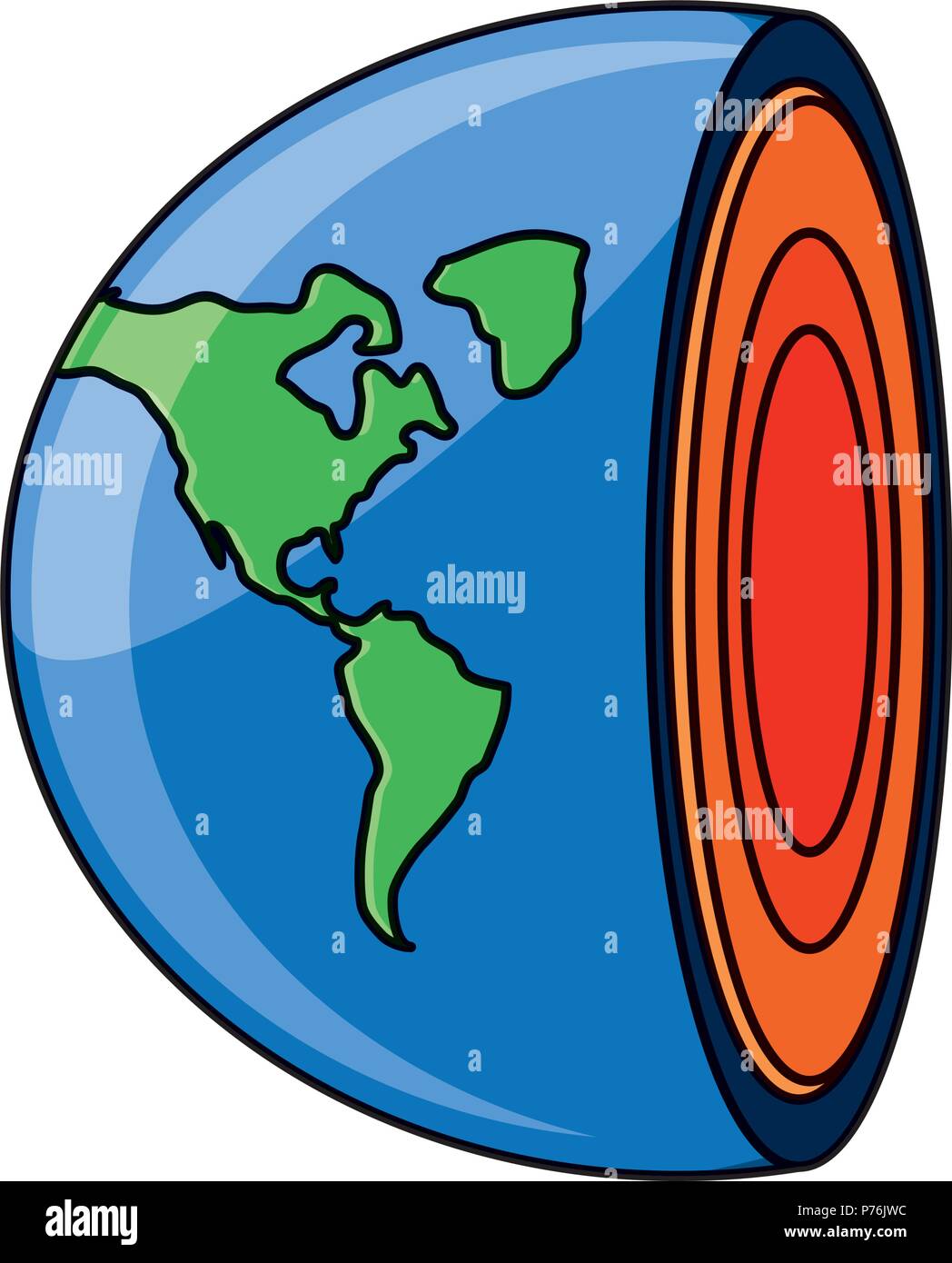 Erdkern. Zentrum des Planeten Symbol auf weißem Hintergrund, Vector ...