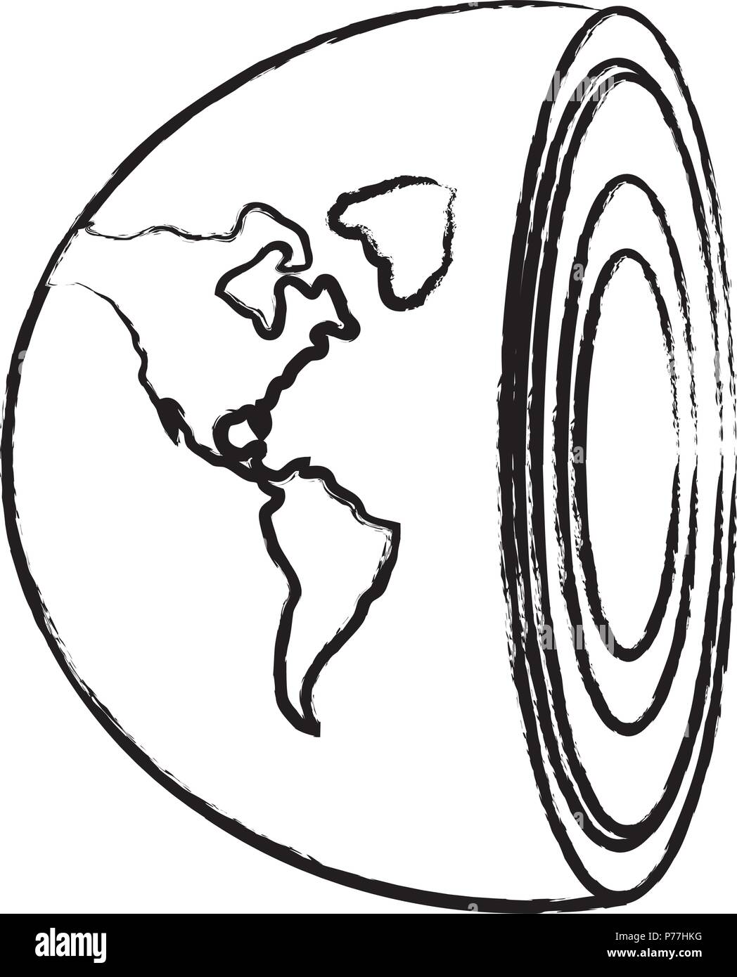 Erdkern. Zentrum des Planeten Symbol auf weißem Hintergrund, Vector ...