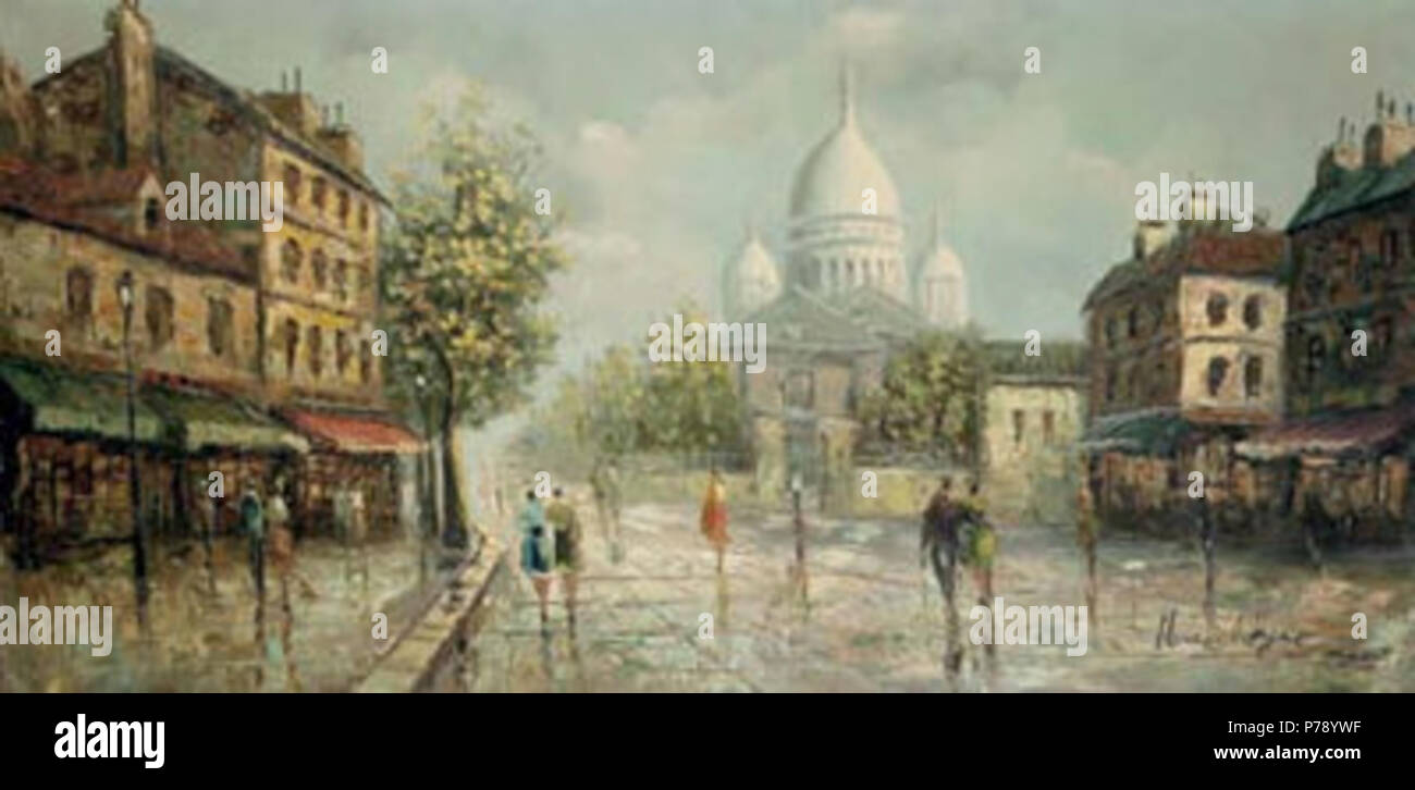 Englisch: Ölgemälde von Montmartre von Henri Royer. Français: Peinture ...