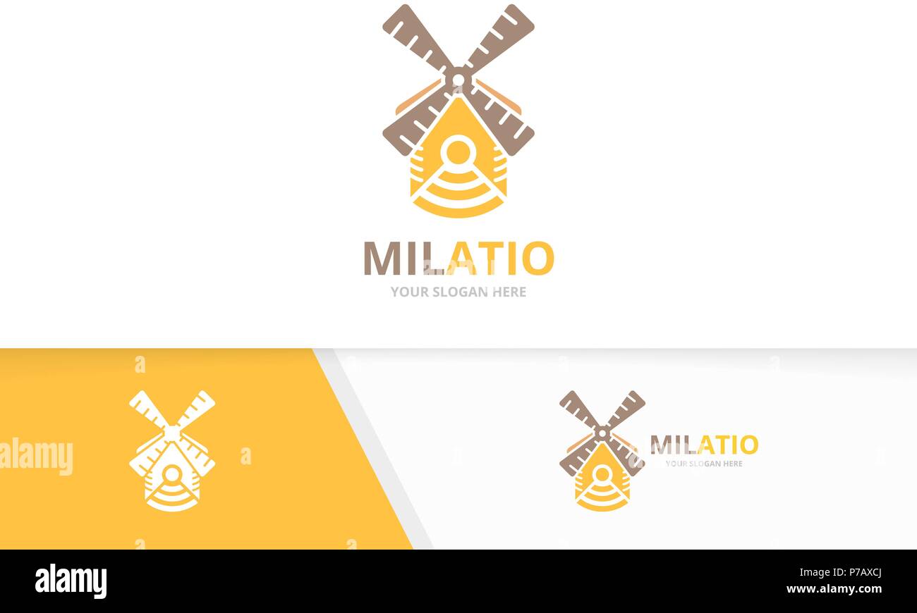 Vektor fräsen und Wlan logo Kombination. Farm- und Signal-Symbol oder ...