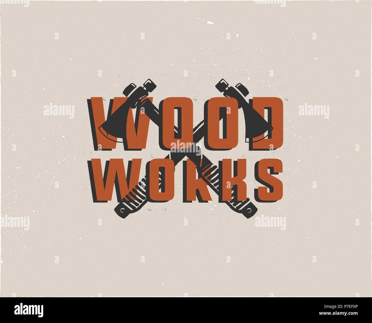 Jahrgang Hand gezeichnet woodworks Logo und Emblem. Zimmerei service ...
