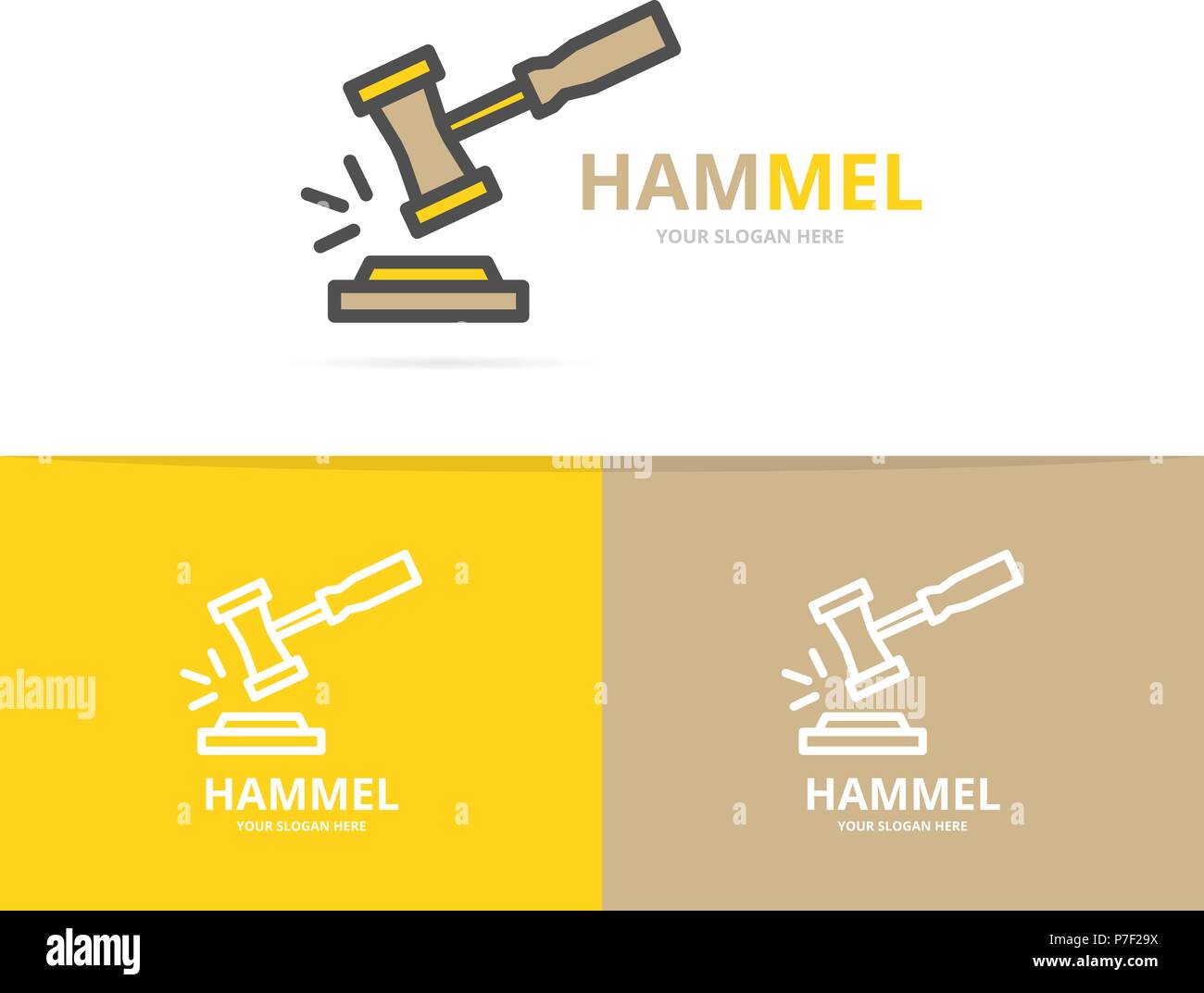 Einfache Richter oder Auktion hammer Logo Vorlage. Symbol und Zeichen ...