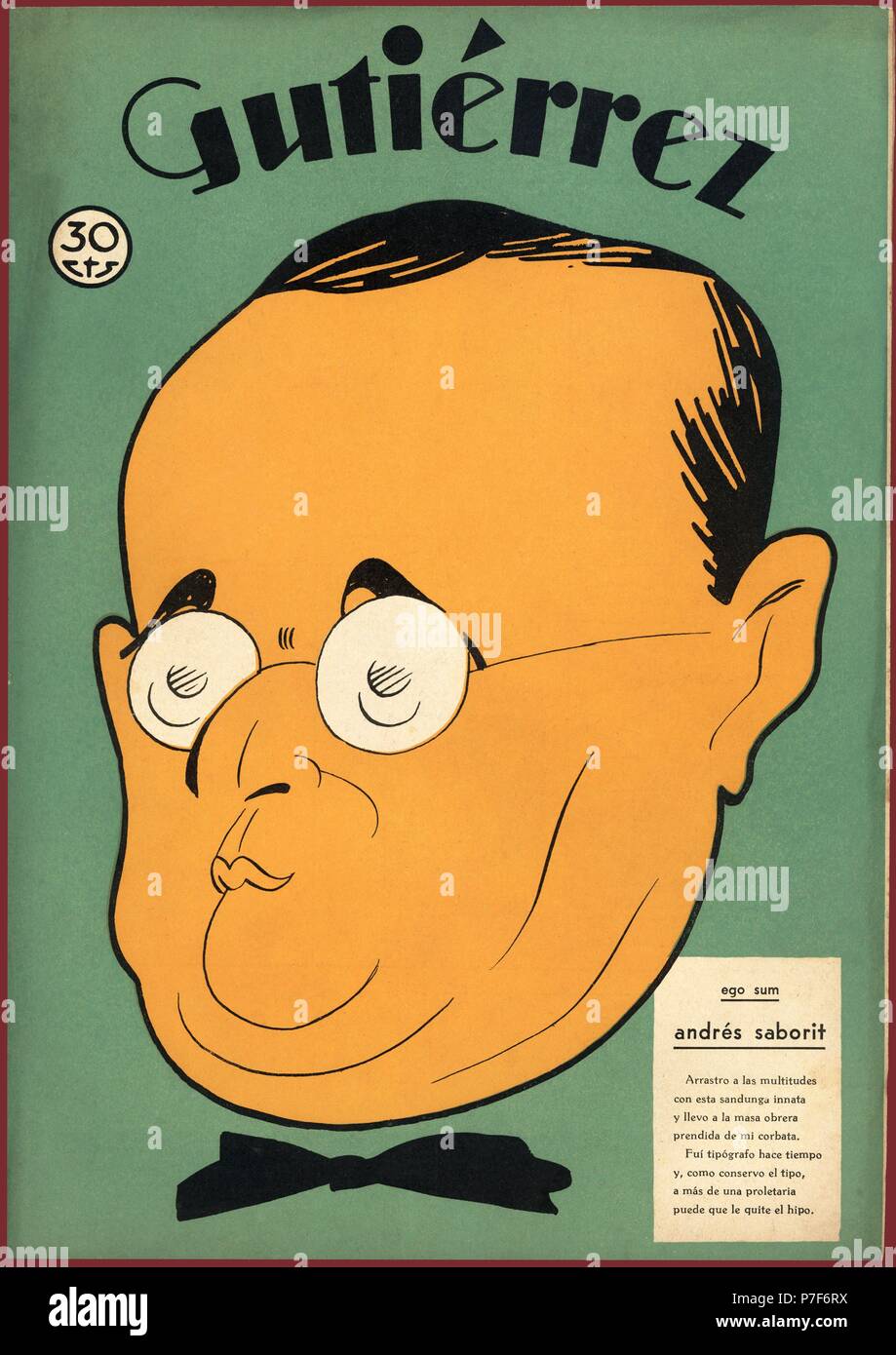 Portada de la Revista satírica Gutiérrez. Caricatura de Andrés Saborit ...