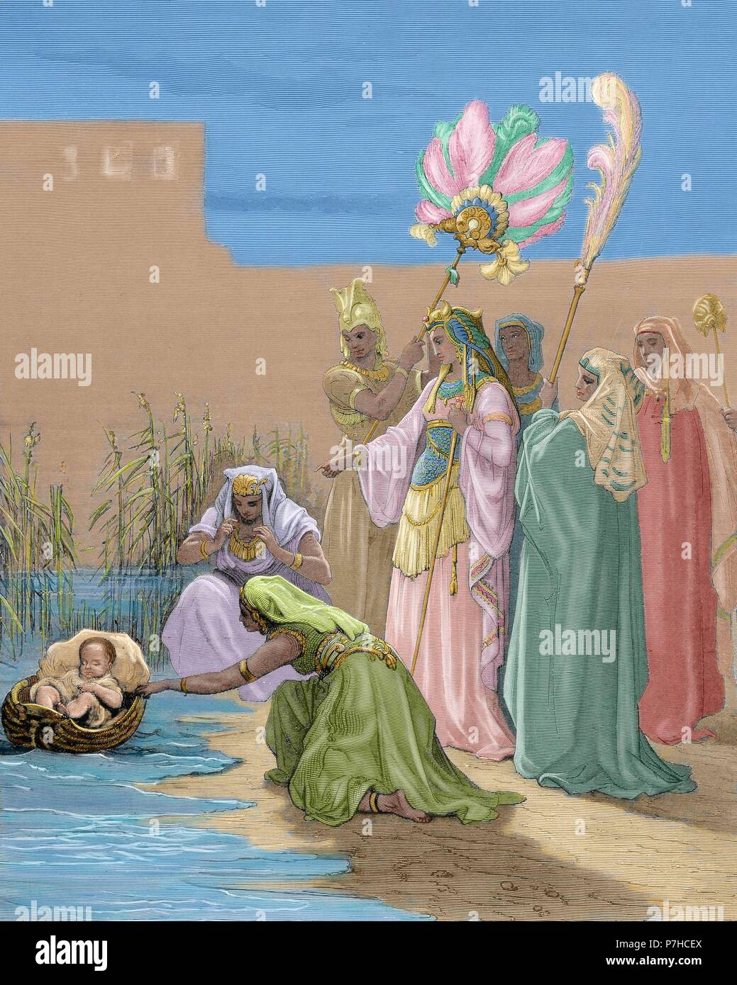 Moses aus dem Nil von der Tochter des Pharao von Ägypten gerettet ...