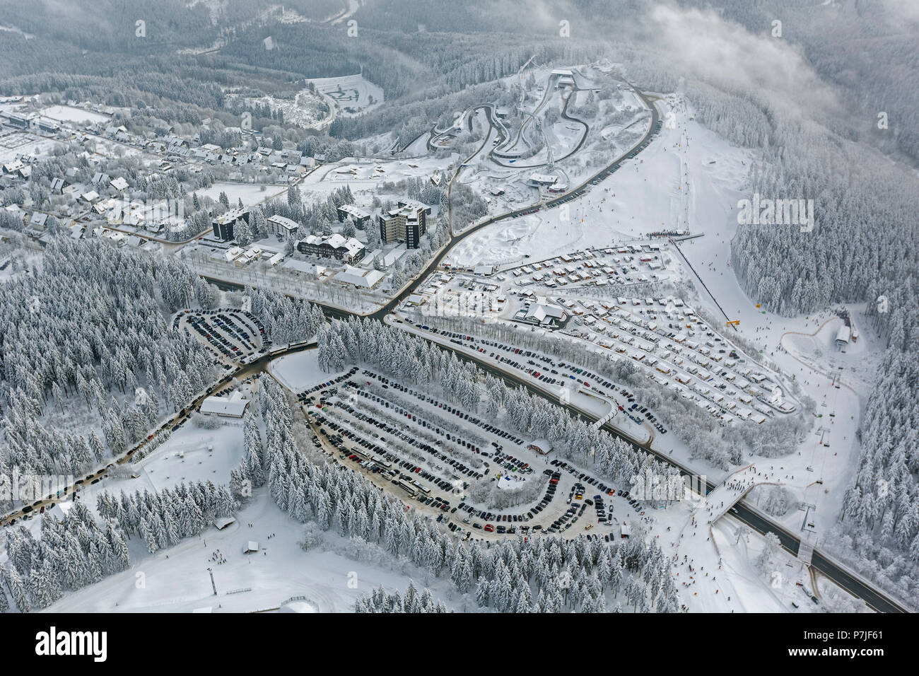 Luftbild, Winter in Winterberg, Winterberg, Sauerland ...