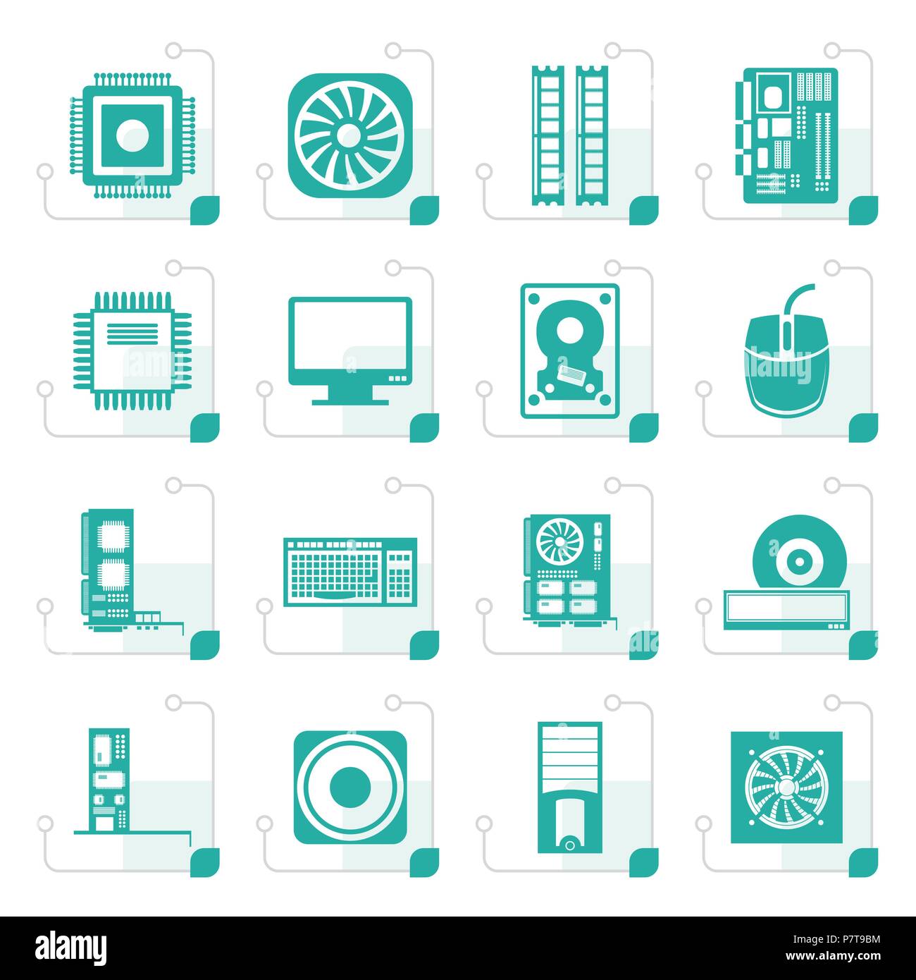 Stilisierte Computer Leistung und Ausstattung der Symbole - Vektor Icon ...