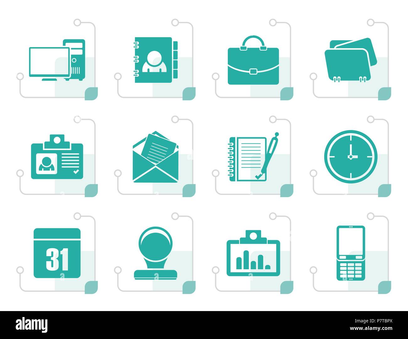 Stilisierte Web Anwendungen, Business und Office Icons, universelle ...