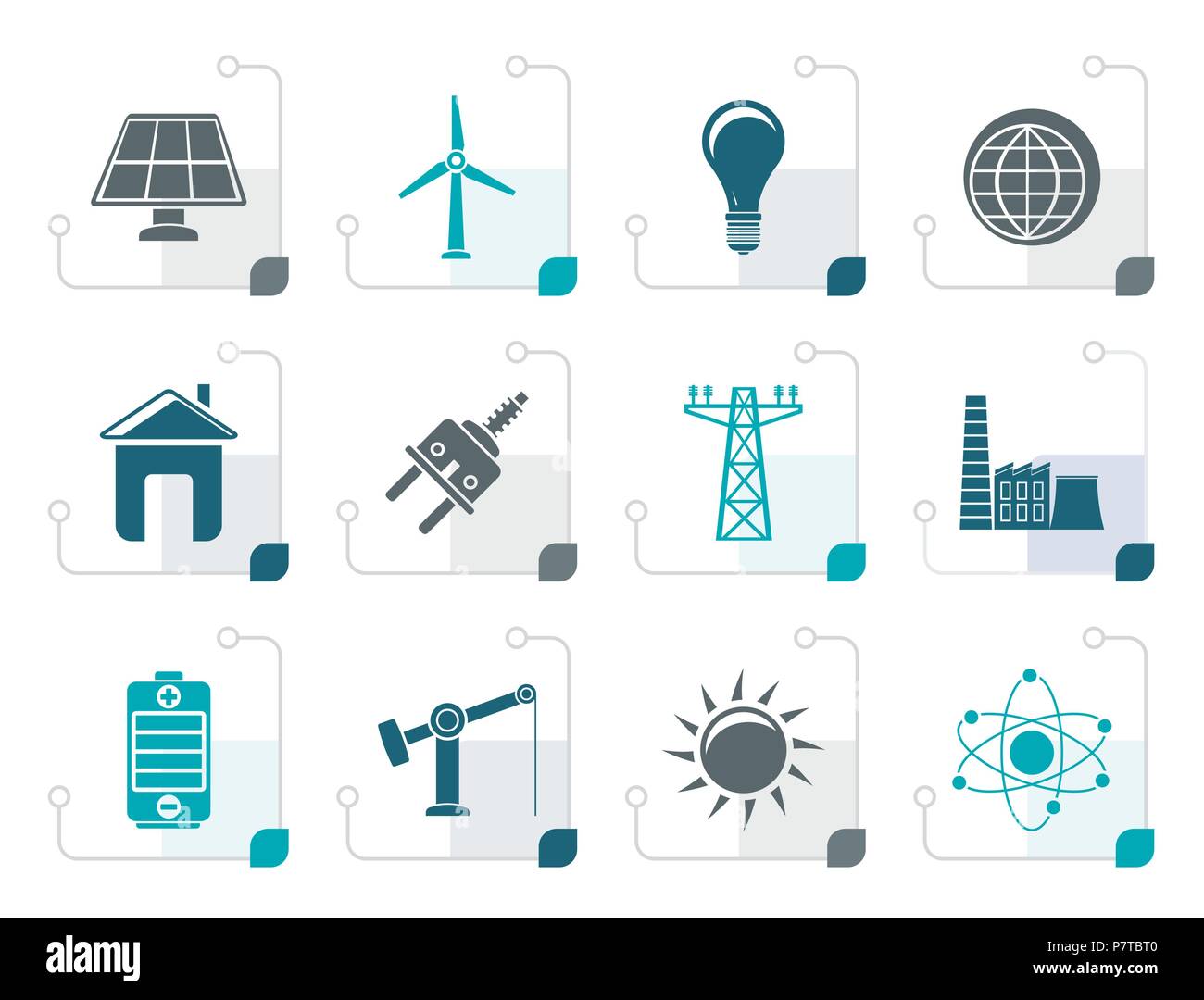 Stilisierte Power, Energie und Strom Symbole - Vektor Icon Set Stock ...