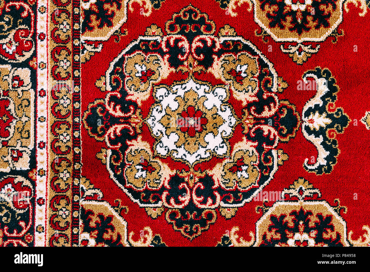 Red Asian Oriental persischer Teppich Textur Hintergrund ...