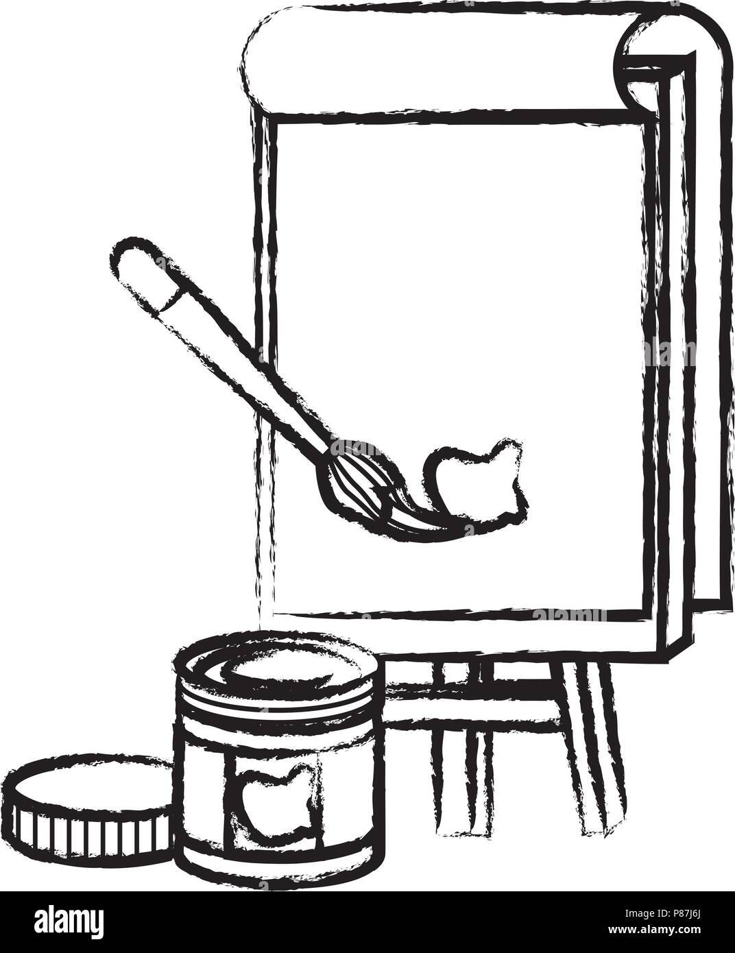 Vorstand mit Farbe und Pinsel Symbol auf weißem Hintergrund, Vector ...