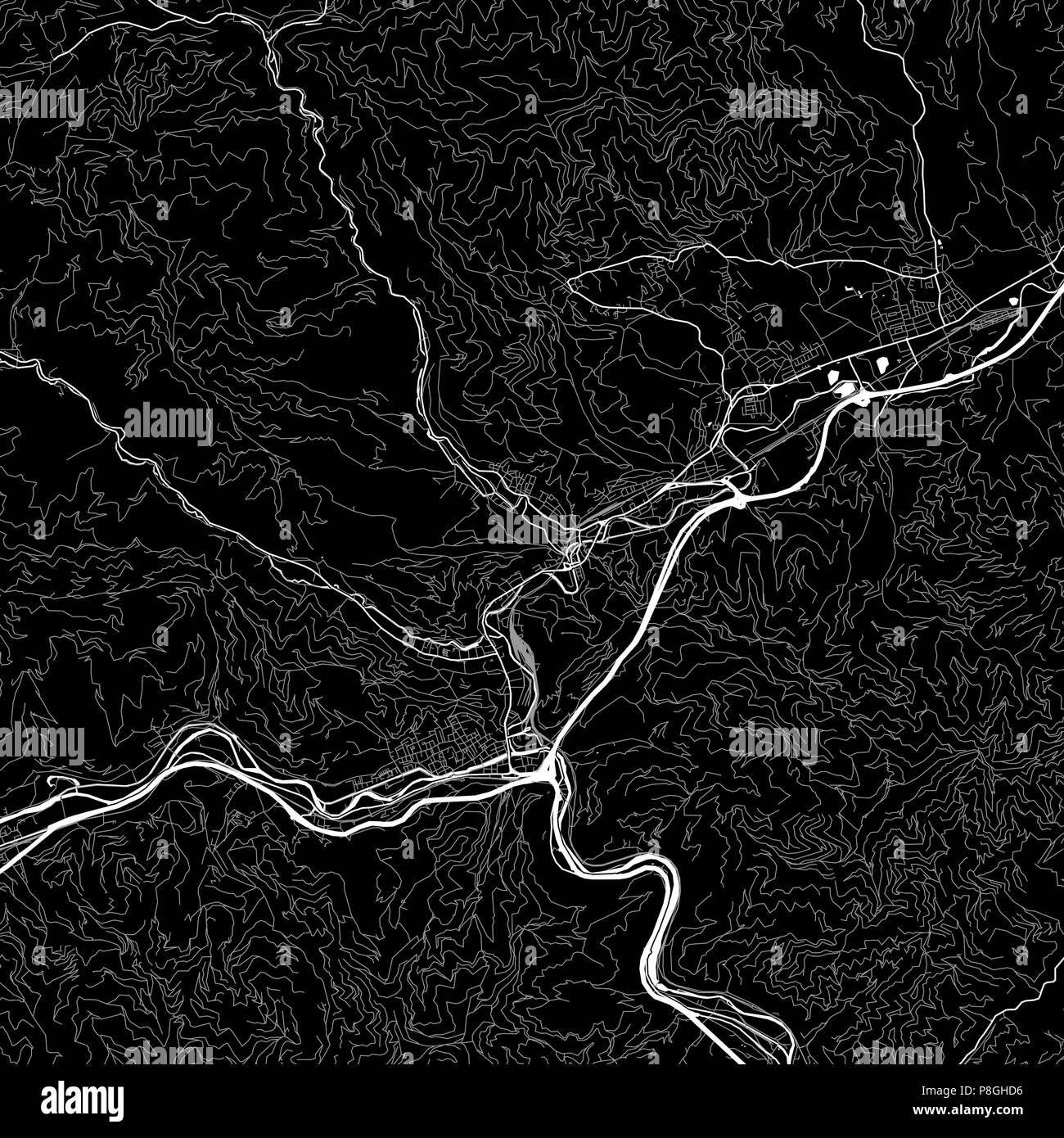 Lageplan von Kapfenberg, Österreich. Der dunkle Hintergrund Version für ...