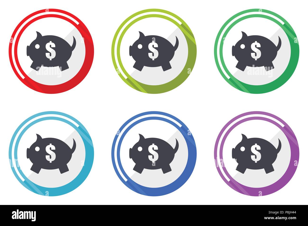 Sparschwein Vector Icons, von bunten flachen Design internet Symbole ...