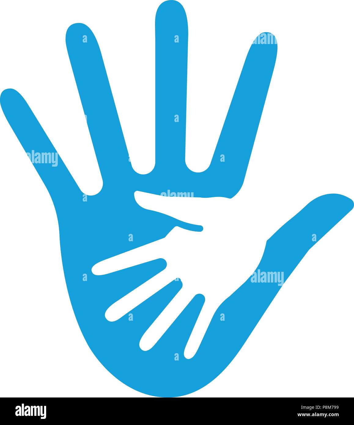 Freundliche Geste der Hand in der Hand. Abstrakte Form, minimalistisch ...