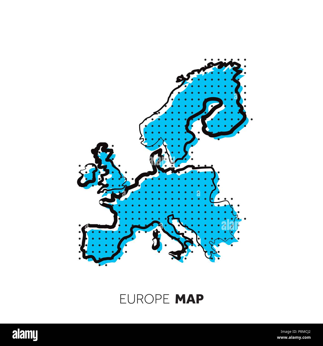 Europa vektor Land Karte. Karte Umriss mit Punkten Stock-Vektorgrafik ...