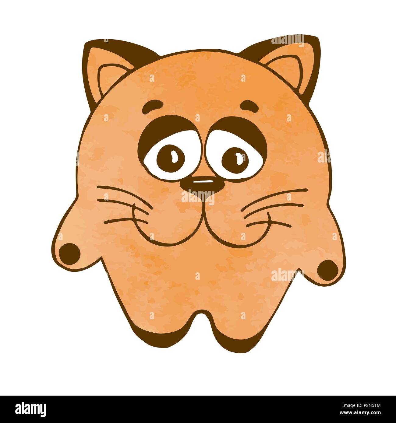 Cute cartoon Katze auf weißem Hintergrund. Vector Illustration in ...
